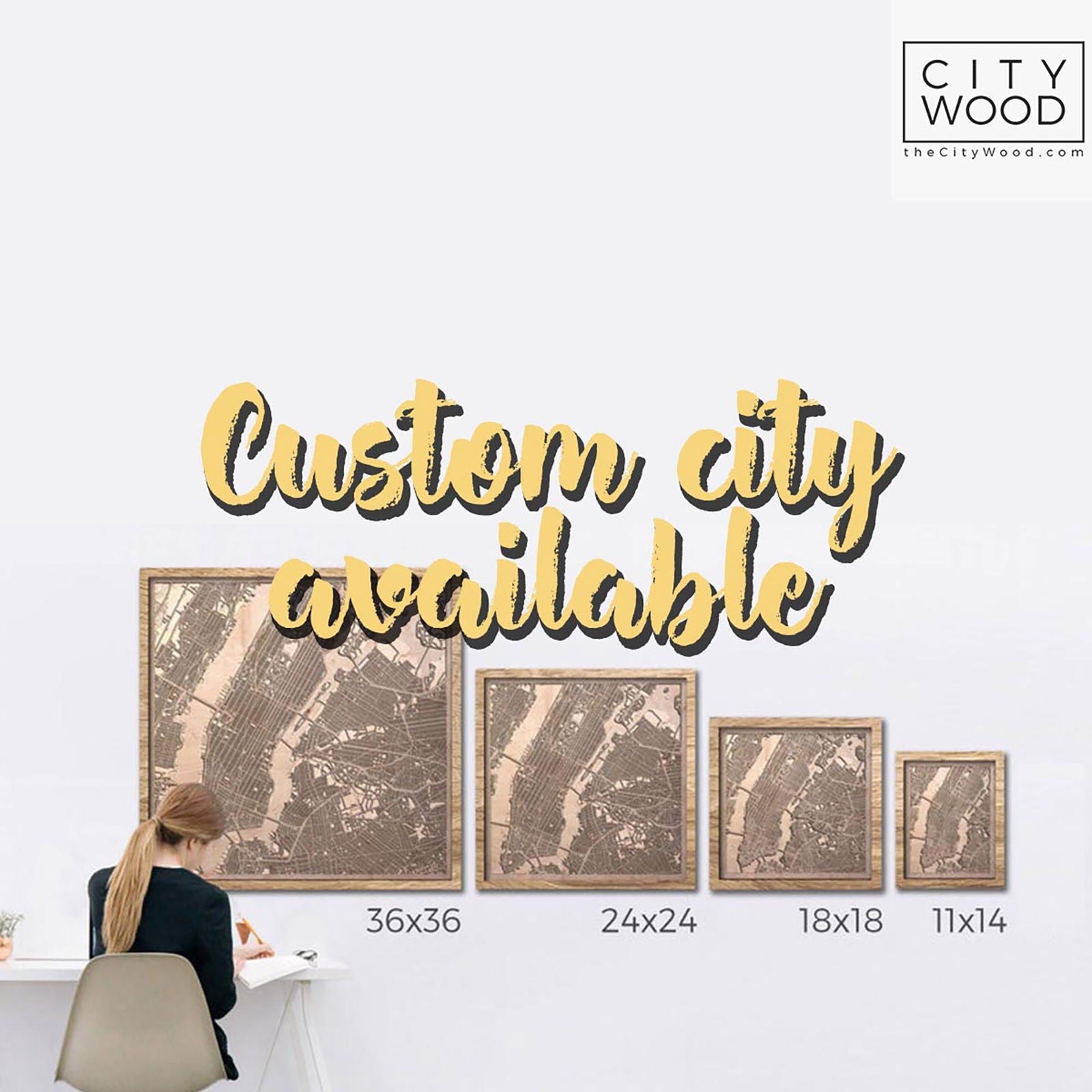 Custom Map Wood Maps - Laser Cut Engraved Gift - CityWood