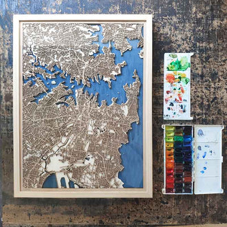 Laser Cut Wooden Map - Unique 3D topographic wall art | CityWood