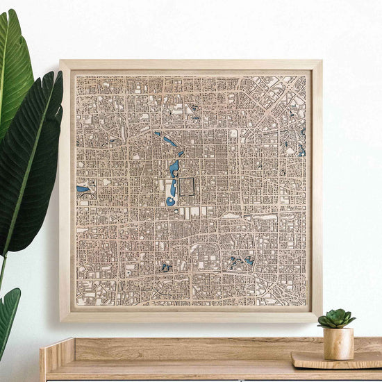 Wooden street map of Beijing - 3D, topographic, laser cut - CityWood