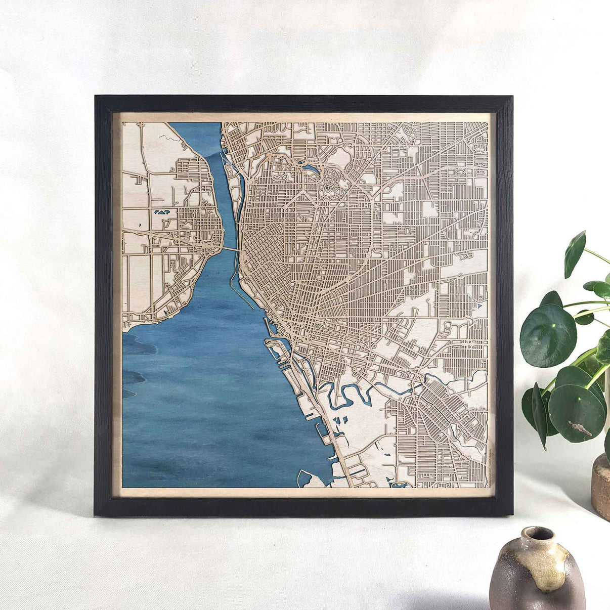 Wooden street map of Buffalo - topographic, art, engraved - CityWood
