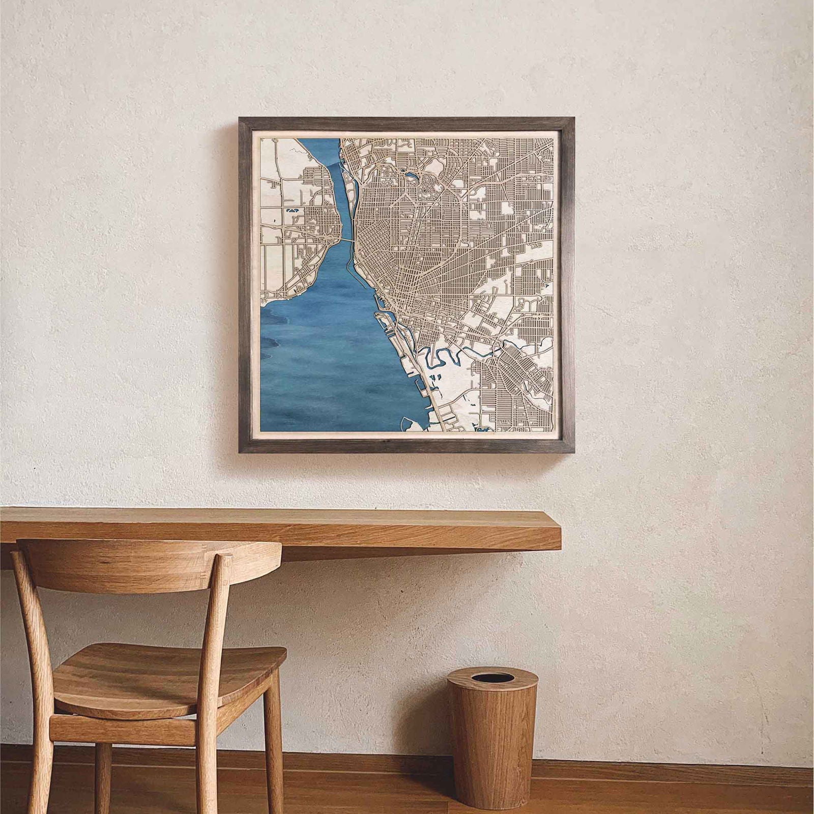 Wooden street map of Buffalo - topographic, art, engraved - CityWood