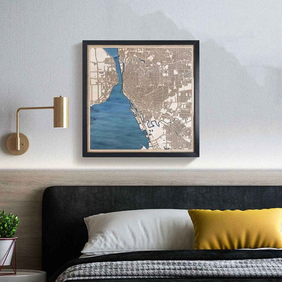 Wooden street map of Buffalo - topographic, art, engraved - CityWood