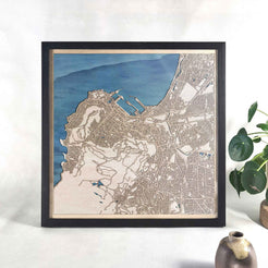Wooden street map of Cape Town - 3D, topographic, engraved - CityWood