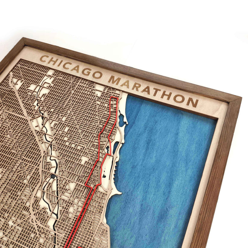 Chicago Marathon Commemorative Wooden Route Map – Collector's Item ...