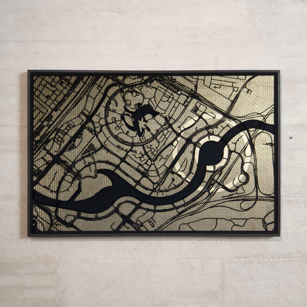 Dubai Map Wall Art – Custom Laser-Cut Design in Black & Gold – CityWood
