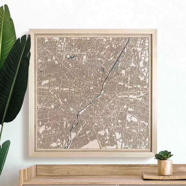 Framed 3D map of Munich - Bavarian charm, topographic, wall art - CityWood