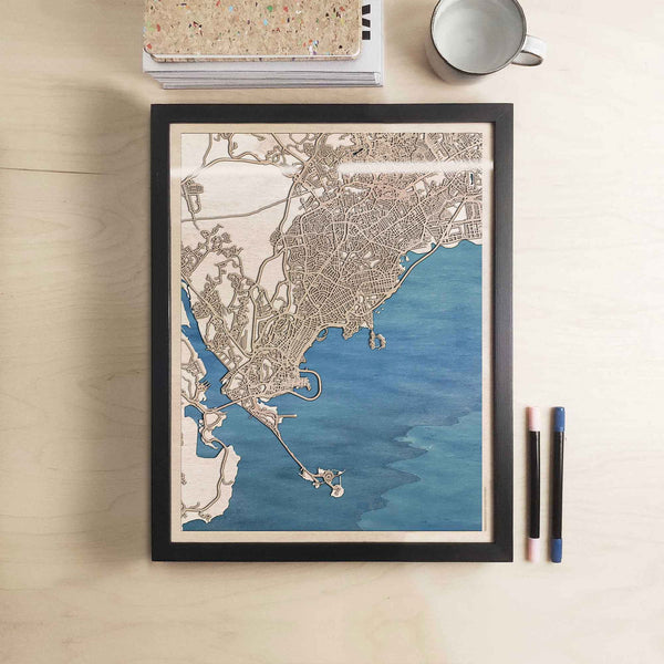 Wooden street map of Panama - home decor, engraved, topographic - CityWood