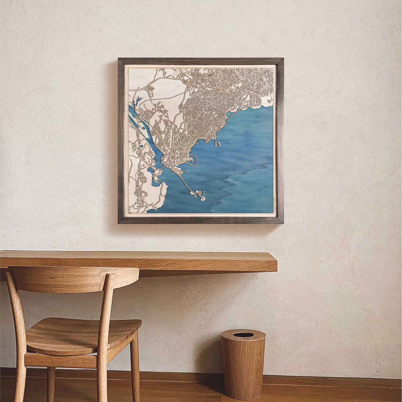 Wooden street map of Panama - home decor, engraved, topographic - CityWood