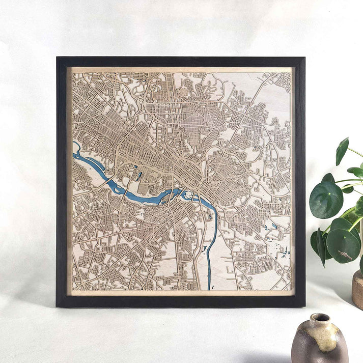 Wooden street map of Richmond - premium, engraved, custom - CityWood