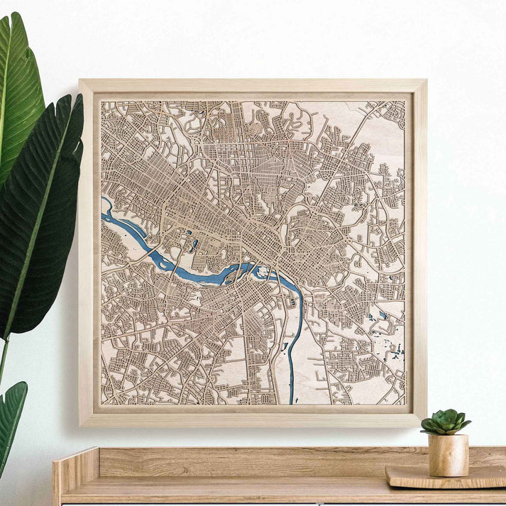 Wooden street map of Richmond - premium, engraved, custom - CityWood