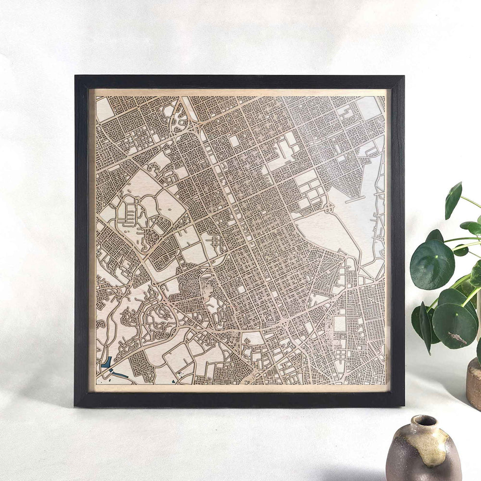 Wooden Riyadh city map - 3D, topographic, street - CityWood