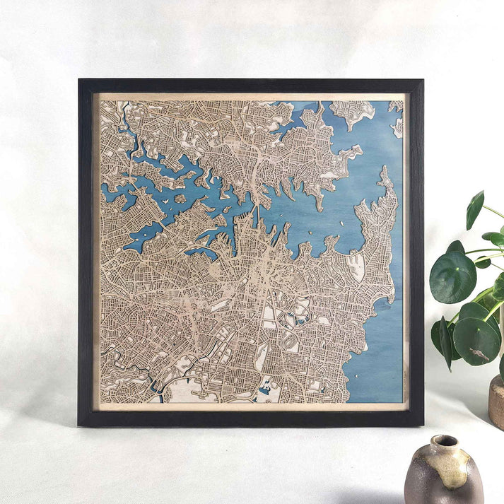 Wooden street map of Sydney - for wall, art, laser cut - CityWood