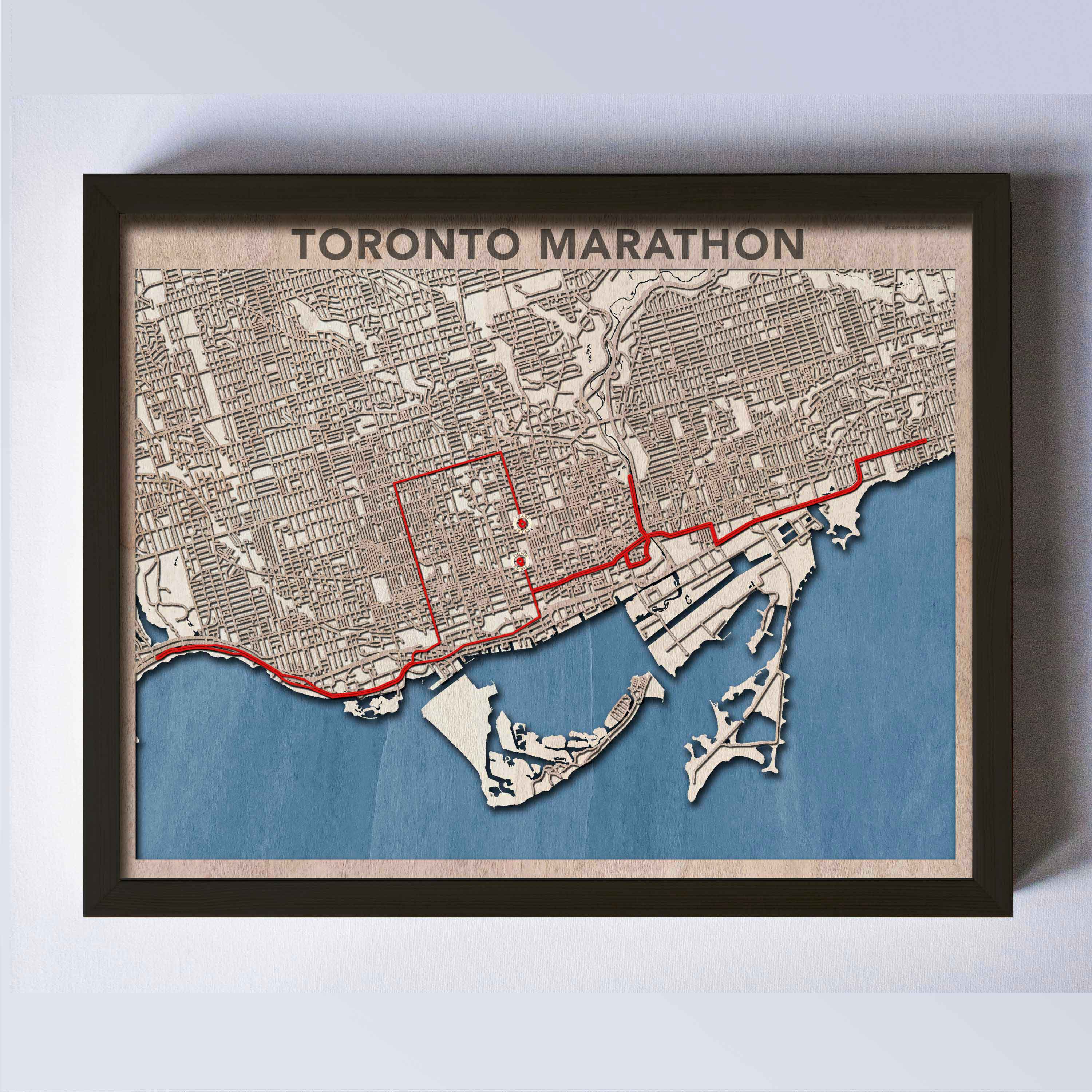 Custom Toronto Marathon Wooden Map | Waterfront Race Keepsake – CityWood