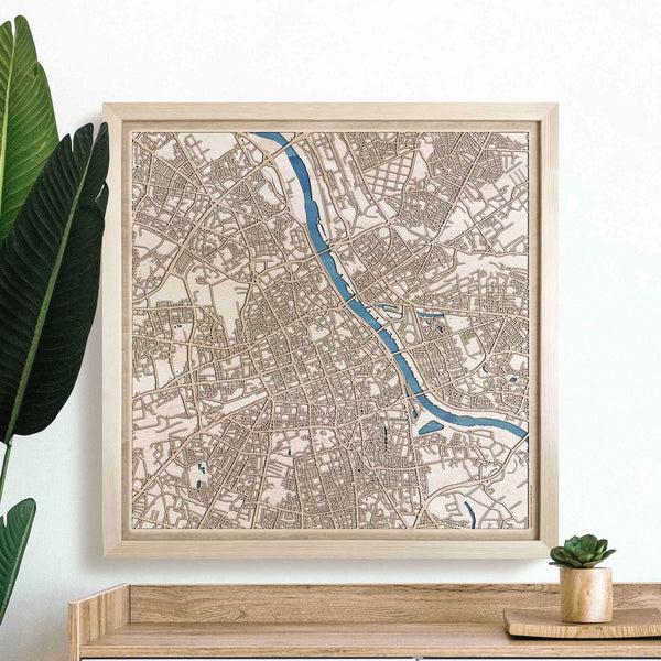 Warsaw Wooden Map - Laser Cut Engraved Wood Gift - CityWood
