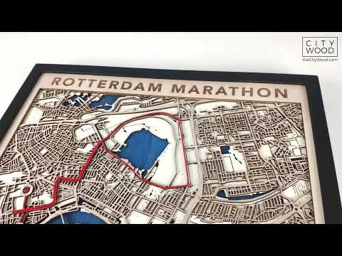 Rotterdam Marathon Course Map - Custom Engraved Wooden Map for Runners ...