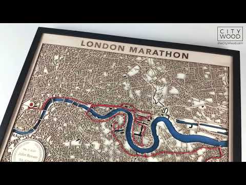 London Marathon Course Map - Custom Engraved Wooden Map for Runners ...